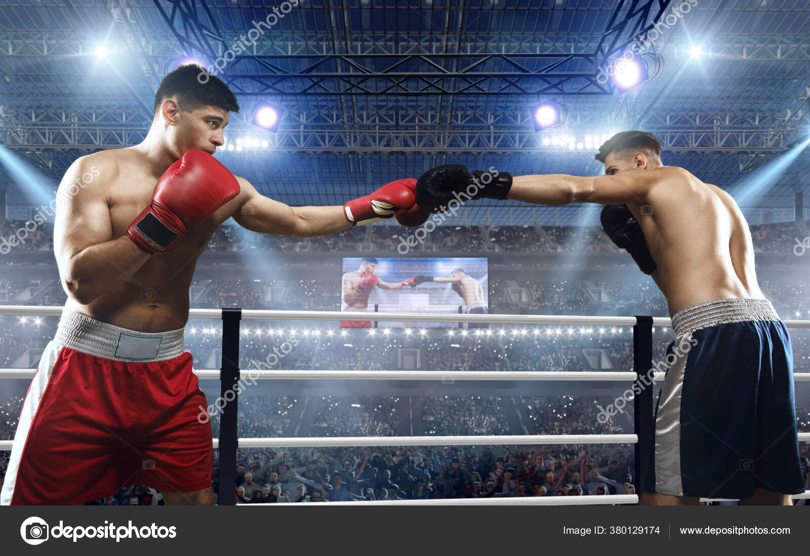 Dos Boxeadores Están Peleando Ring Boxeo Profesional — Foto de stock ...