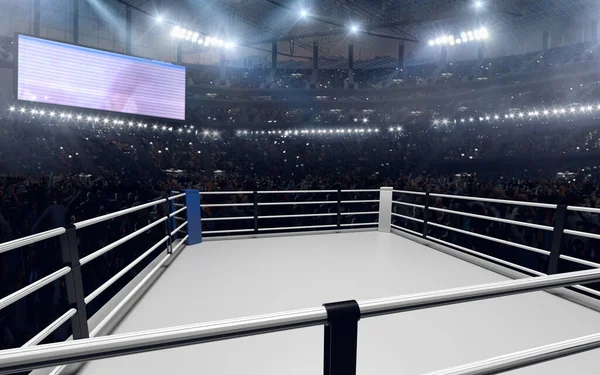 Empty Boxing Ring With Crowd