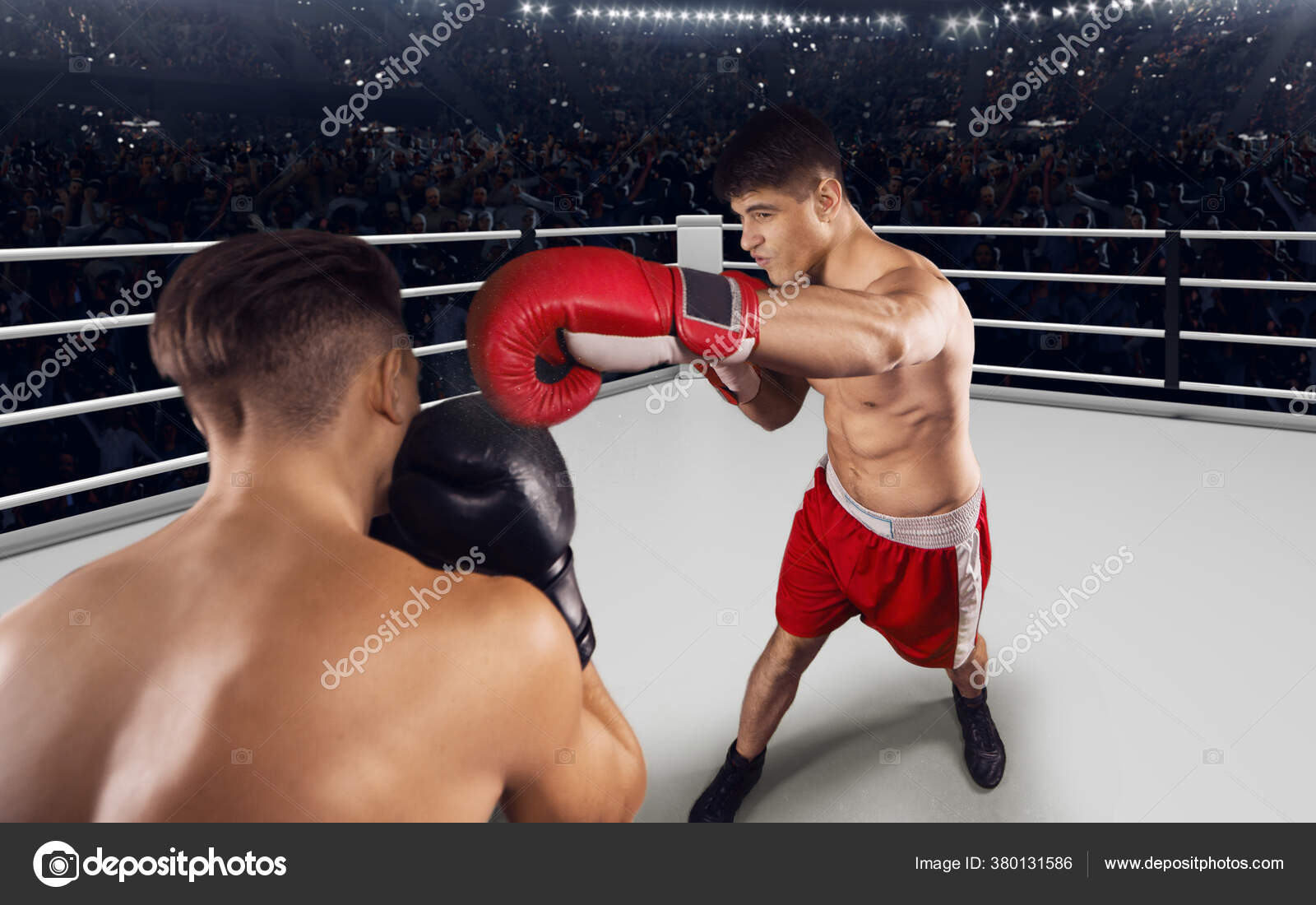Two Boxers Fighting Professional Boxing Ring — Stock Photo © arturdidyk ...