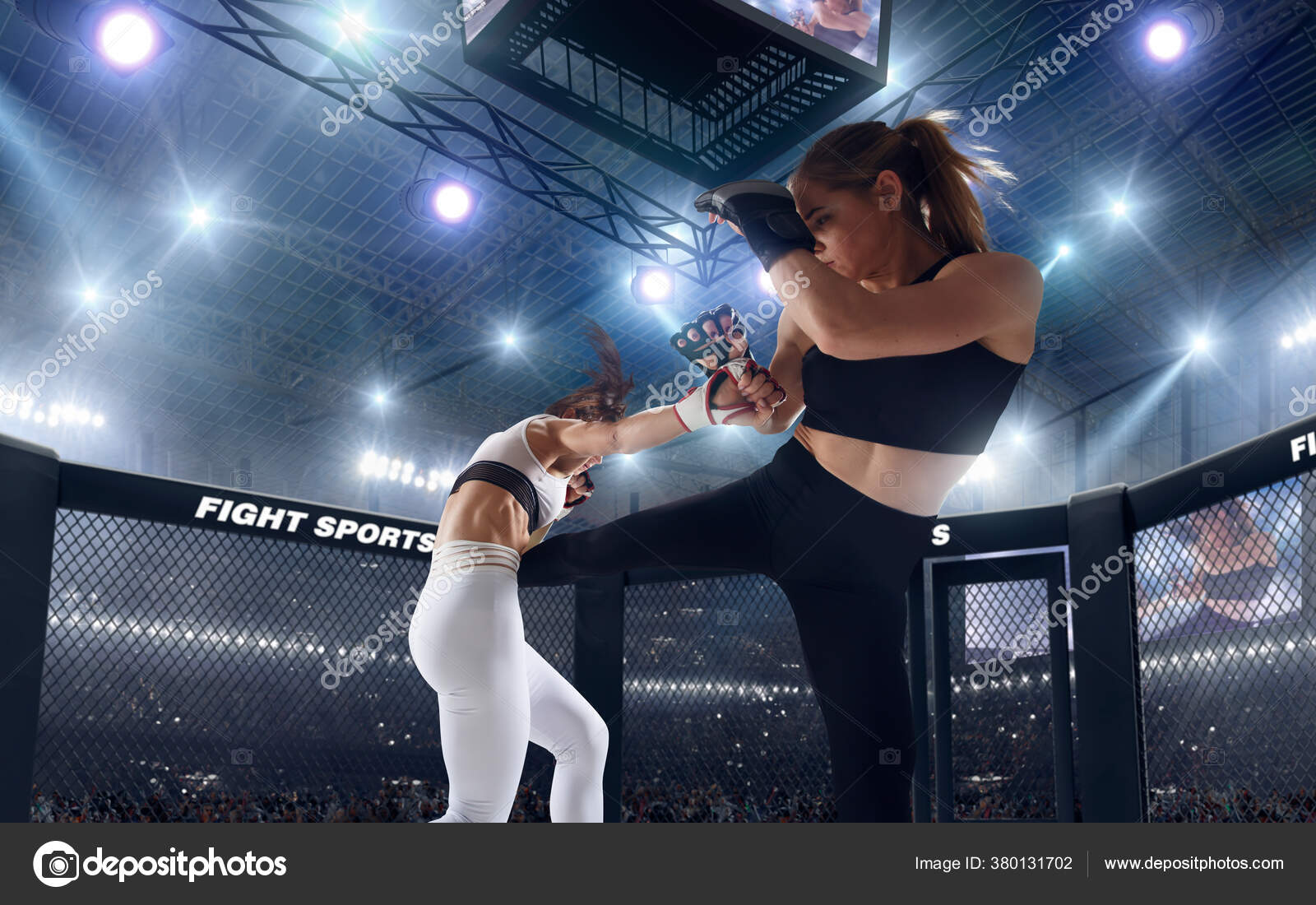 Mma Female Fighters Professional Ring — Stock Photo © arturdidyk@gmail.com #380131702