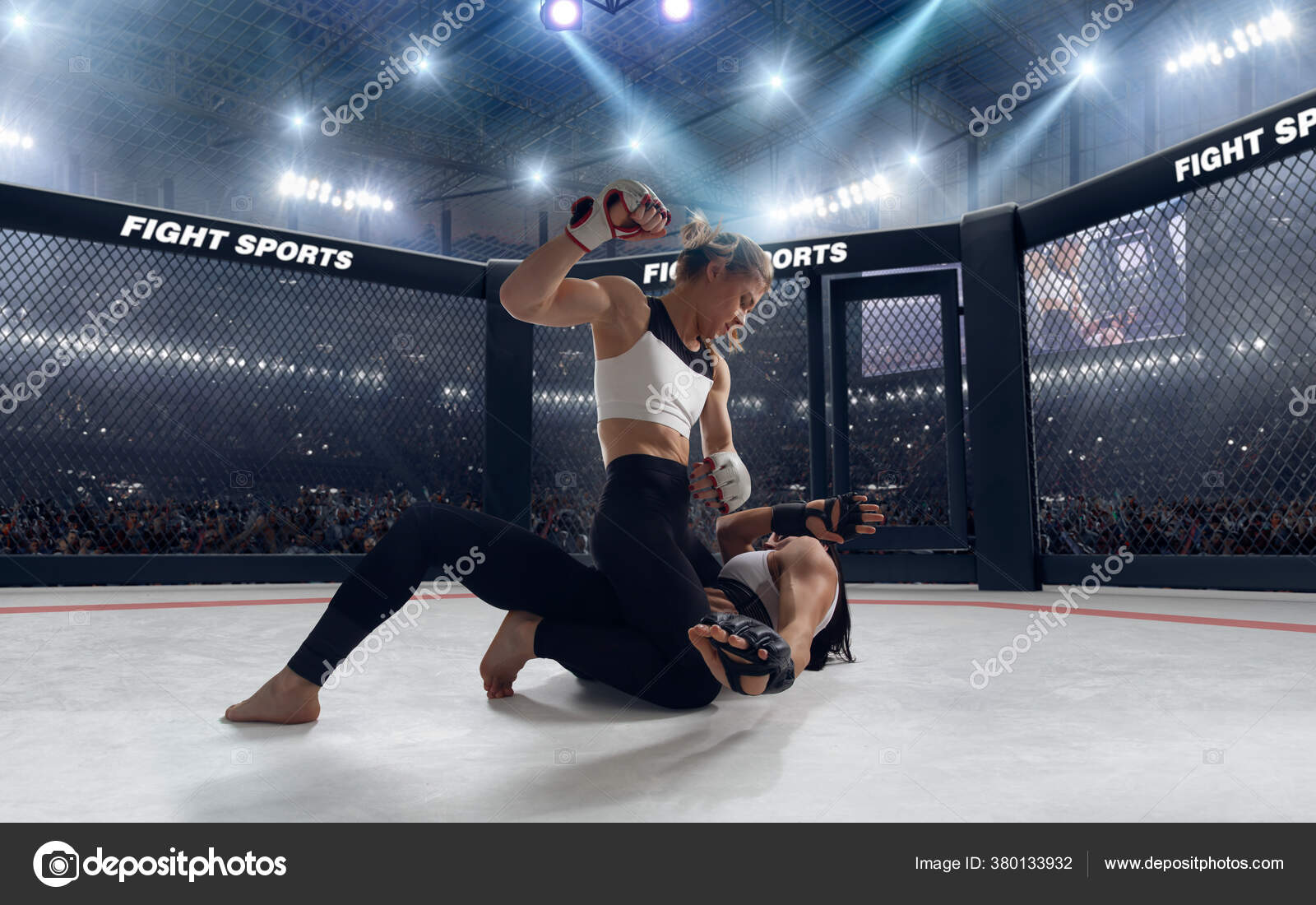 Mma Female Fighters Professional Ring — Stock Photo © arturdidyk@gmail.com #380133932