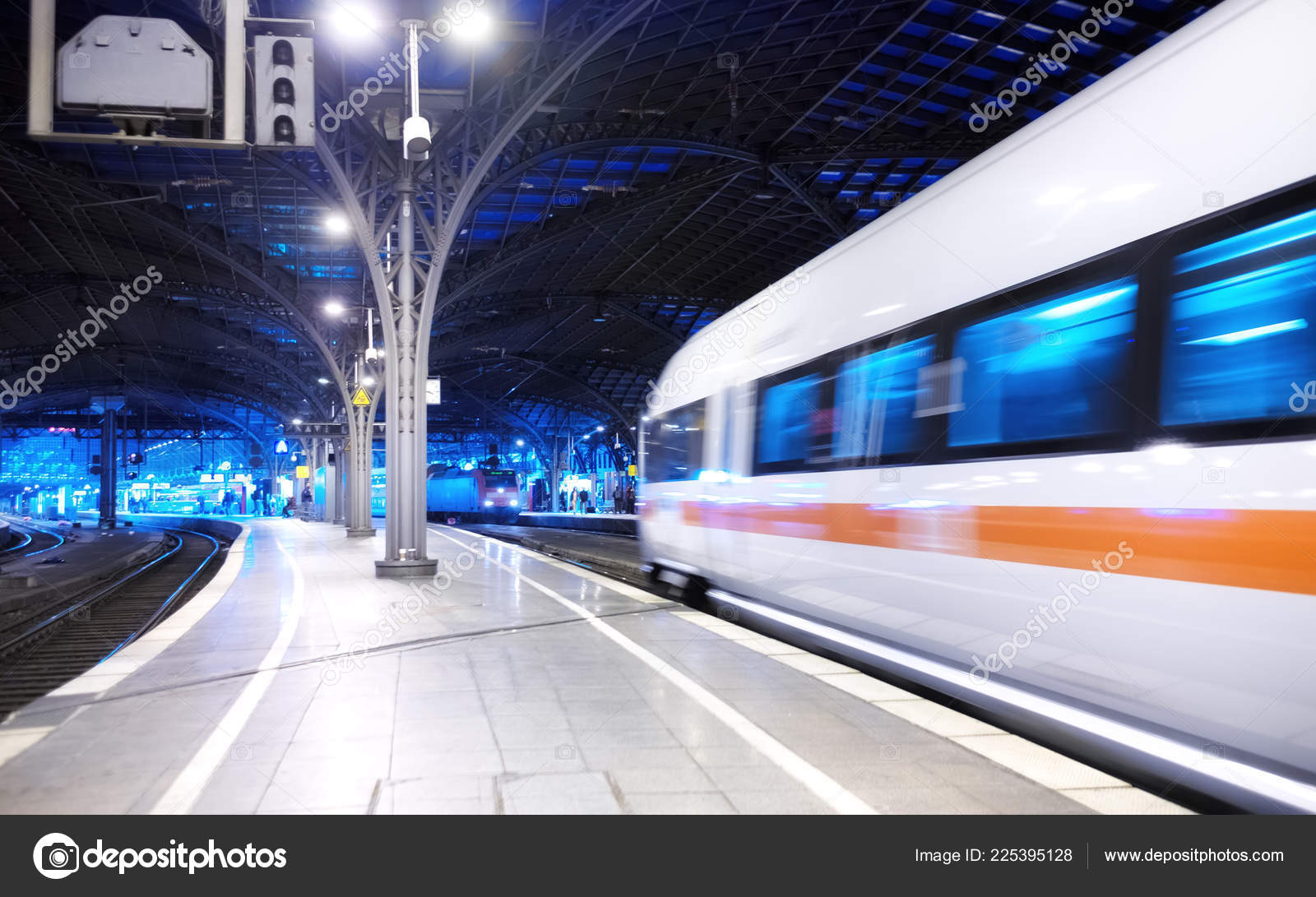 Fast Train Railway Station Composition Transport Concept Idea ...