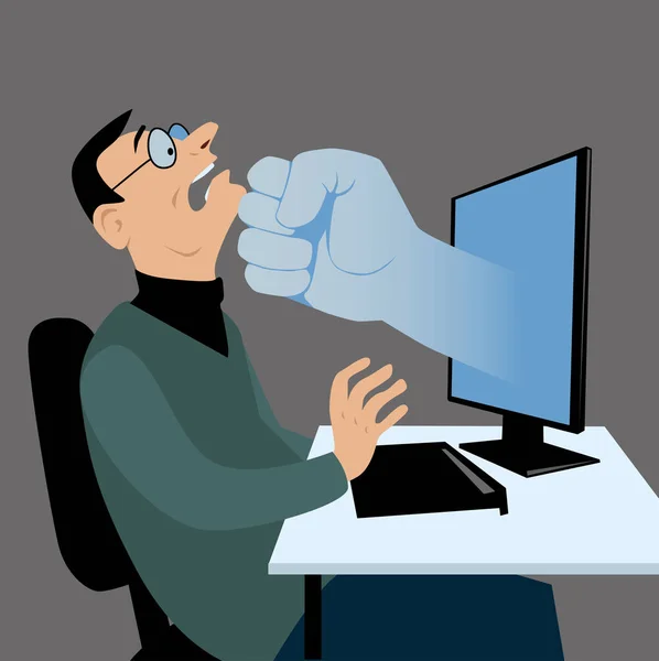 Cartoon business man angry with computer stress — Stock Vector © sasha ...