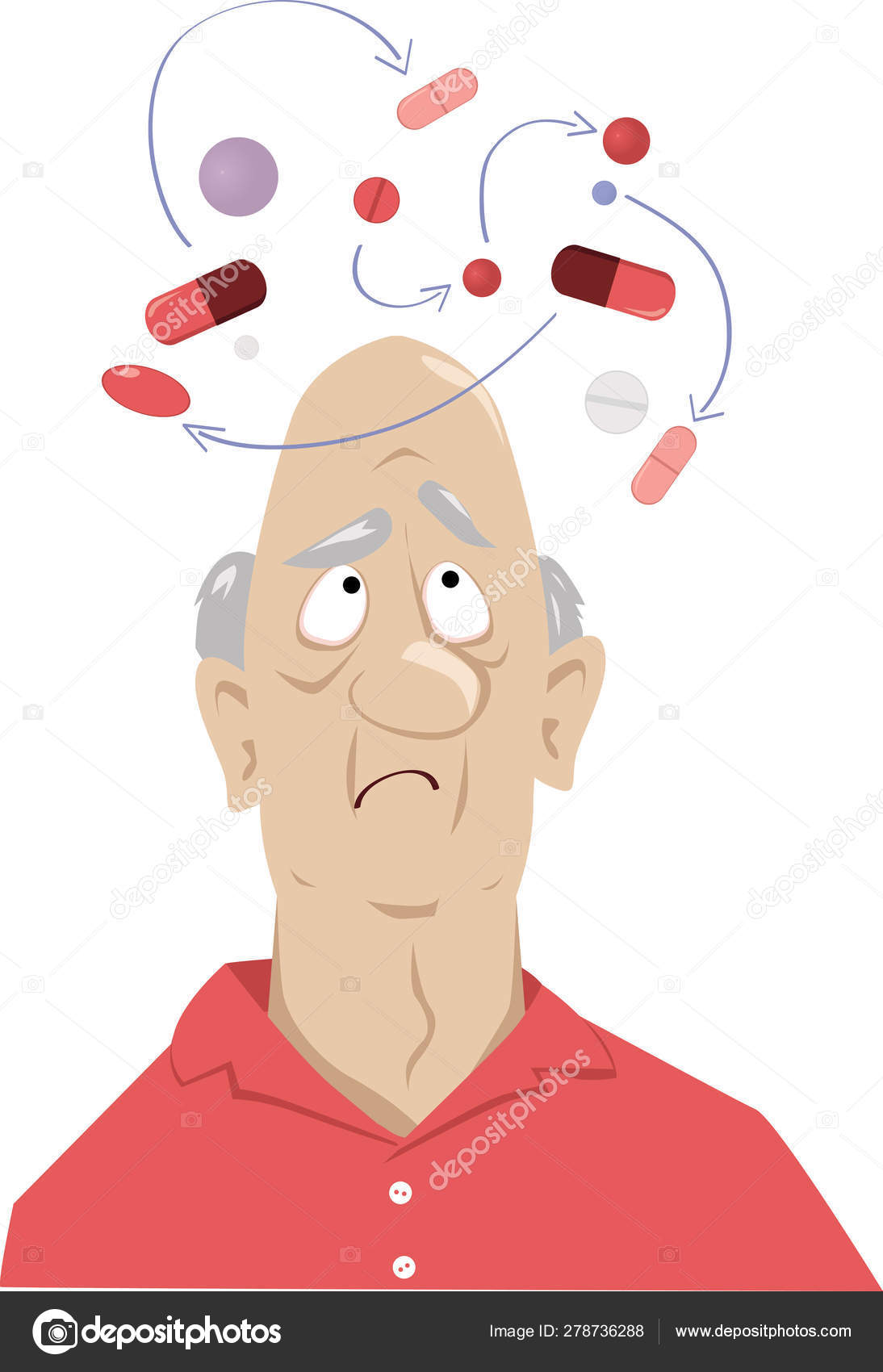 Elderly Man Confused Possible Interaction His Medications Eps Vector ...