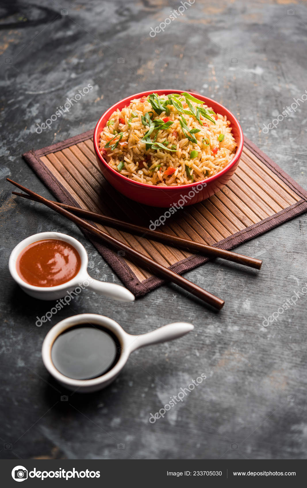 Schezwan Fried Rice Masala Popular Indo Chinese Food Served Plate ...