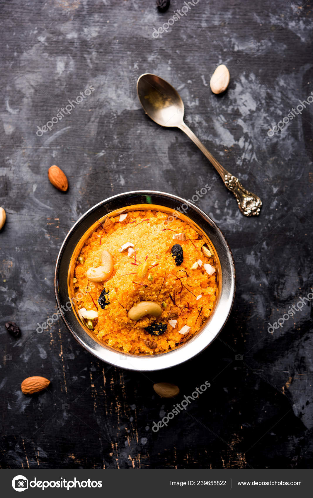 Badaam Kesar Shira Sheera Almond Saffron Halwa Popular Indian Dessert ...