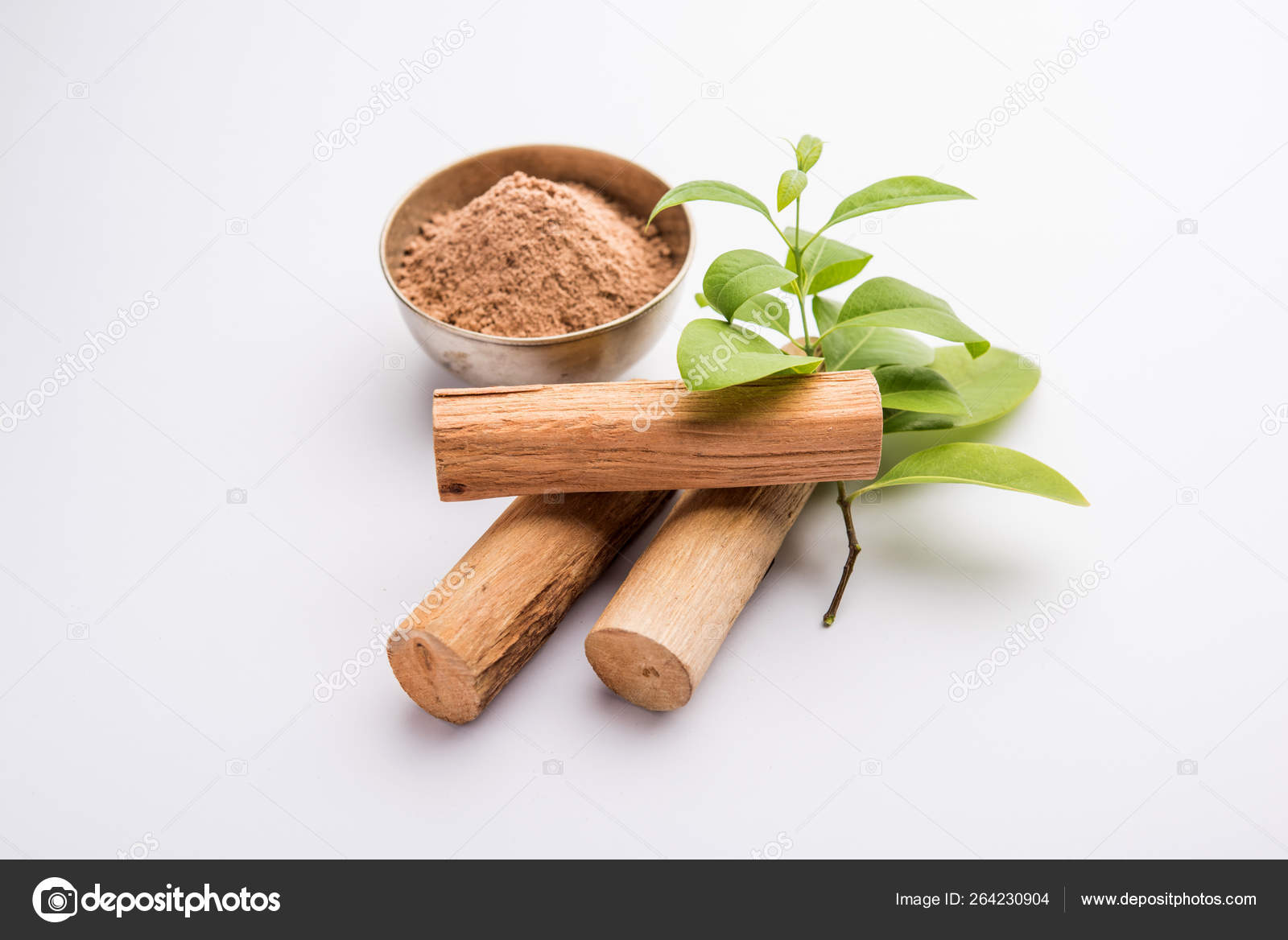 Chandan Sandalwood Powder Sticks Green Leaves Stock Photo by ©arundhati ...
