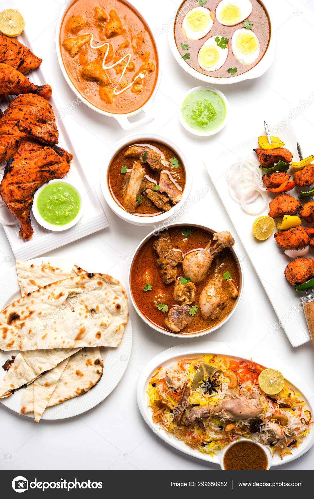 Assorted Indian Non Vegetarian Food Recipe Served Group Includes ...