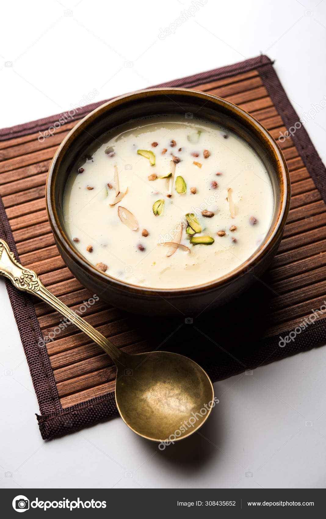 Basundi Rabri Rabdi Dessert Made Condensed Milk Dry Fruits — Stock ...