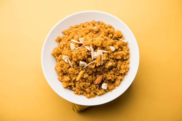 Wheat Laapsi/Lapsi/Shira/Halwa is an Indian sweet dish made of broken ...