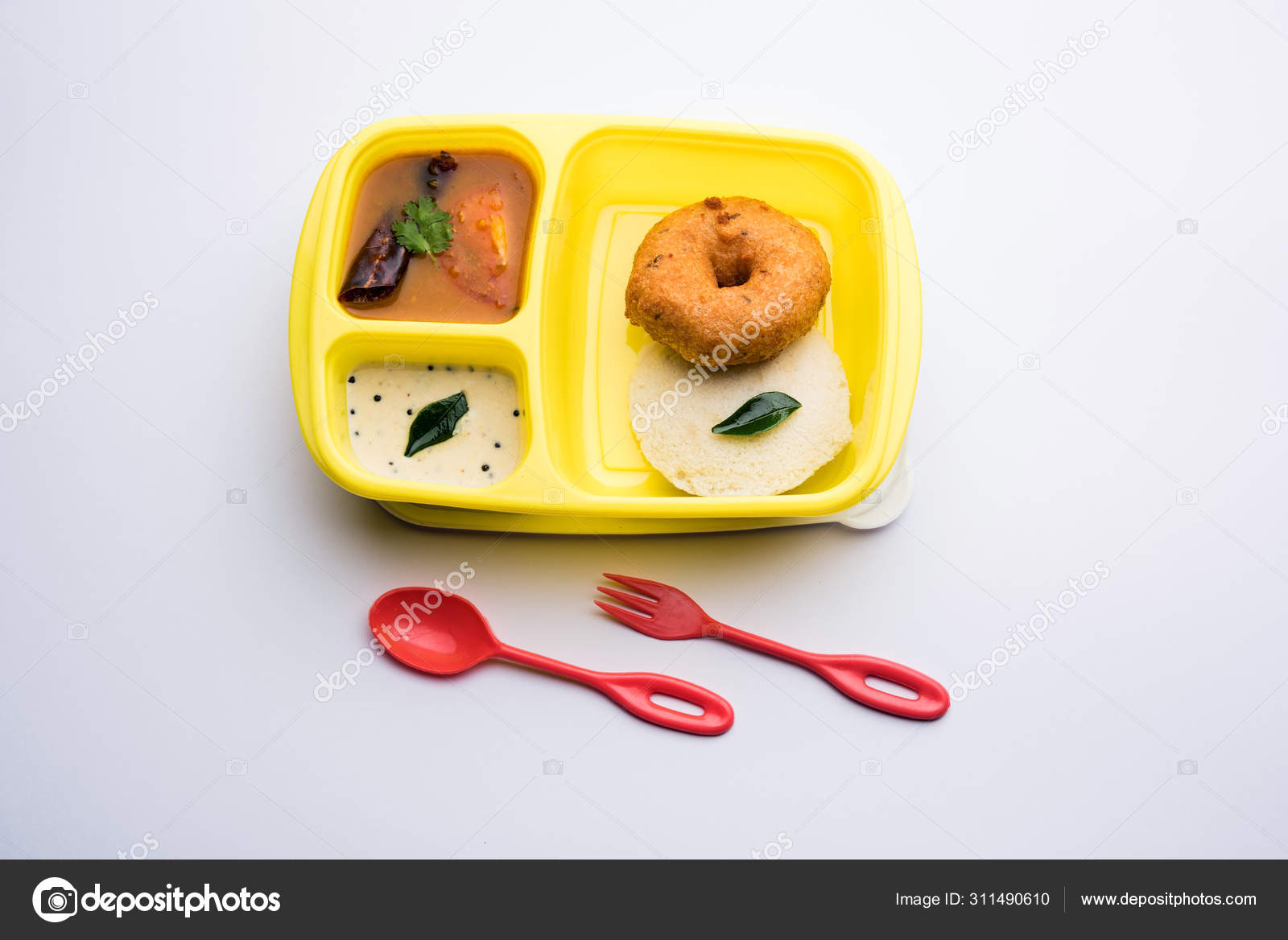 Idly Idli Medu Wada Sambar Lunch Box Tiffin — Stock Photo © arundhati ...