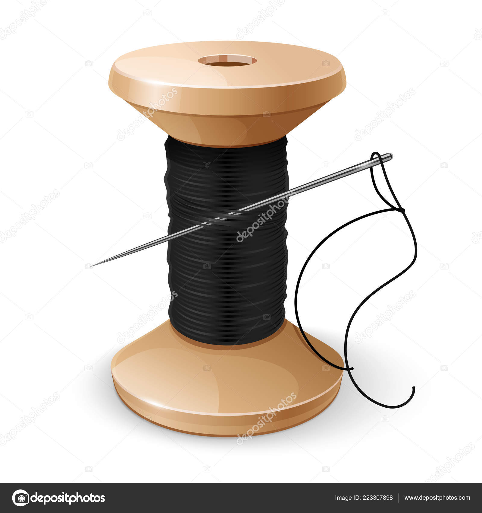 Reel with black thread and needle Stock Vector by ©PrettyBarracuda ...