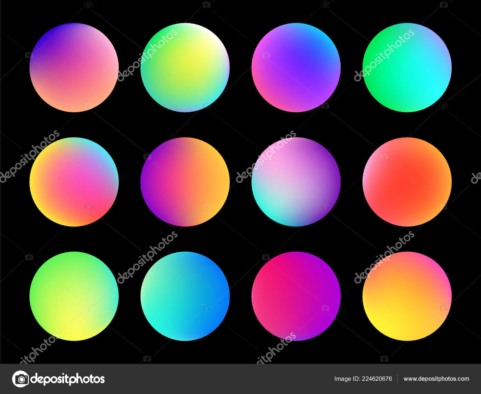 Rounded holographic gradient sphere button. Multicolor fluid circle ...