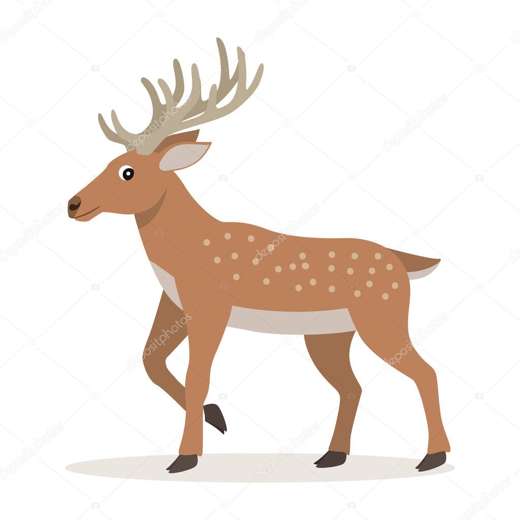 Lindo animal del bosque, venado de dibujos animados con cuernos largos 2023