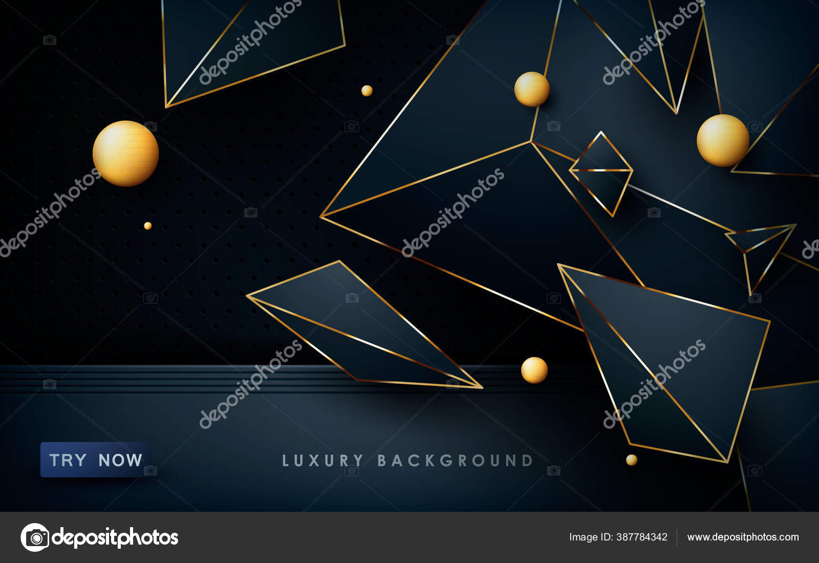 Luxury Abstract Black Background Modern Polygon Shape Golden List ...