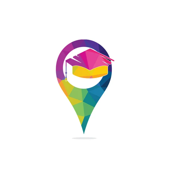Graduation cap and gps point icon logo. Location Icon for University ...