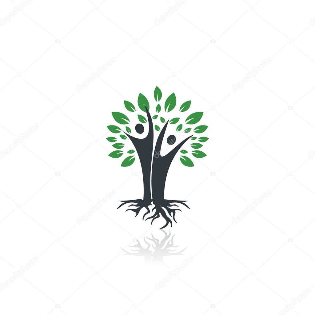 Family Tree And Roots Logo Design. Family Tree Symbol Icon Logo Design premium vector 2024