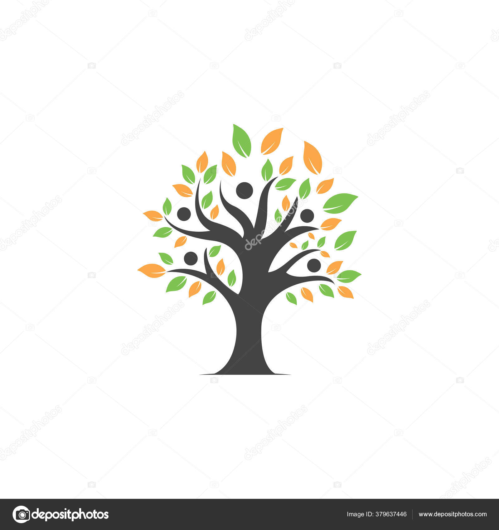 Image vectorielle Logo Des Arbres Conception Logo Personnes Saines ...