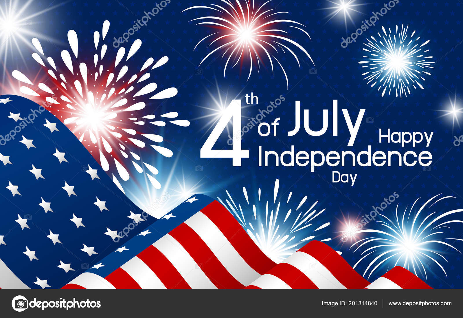 Independence Flag Fireworks Happy 4th Of July