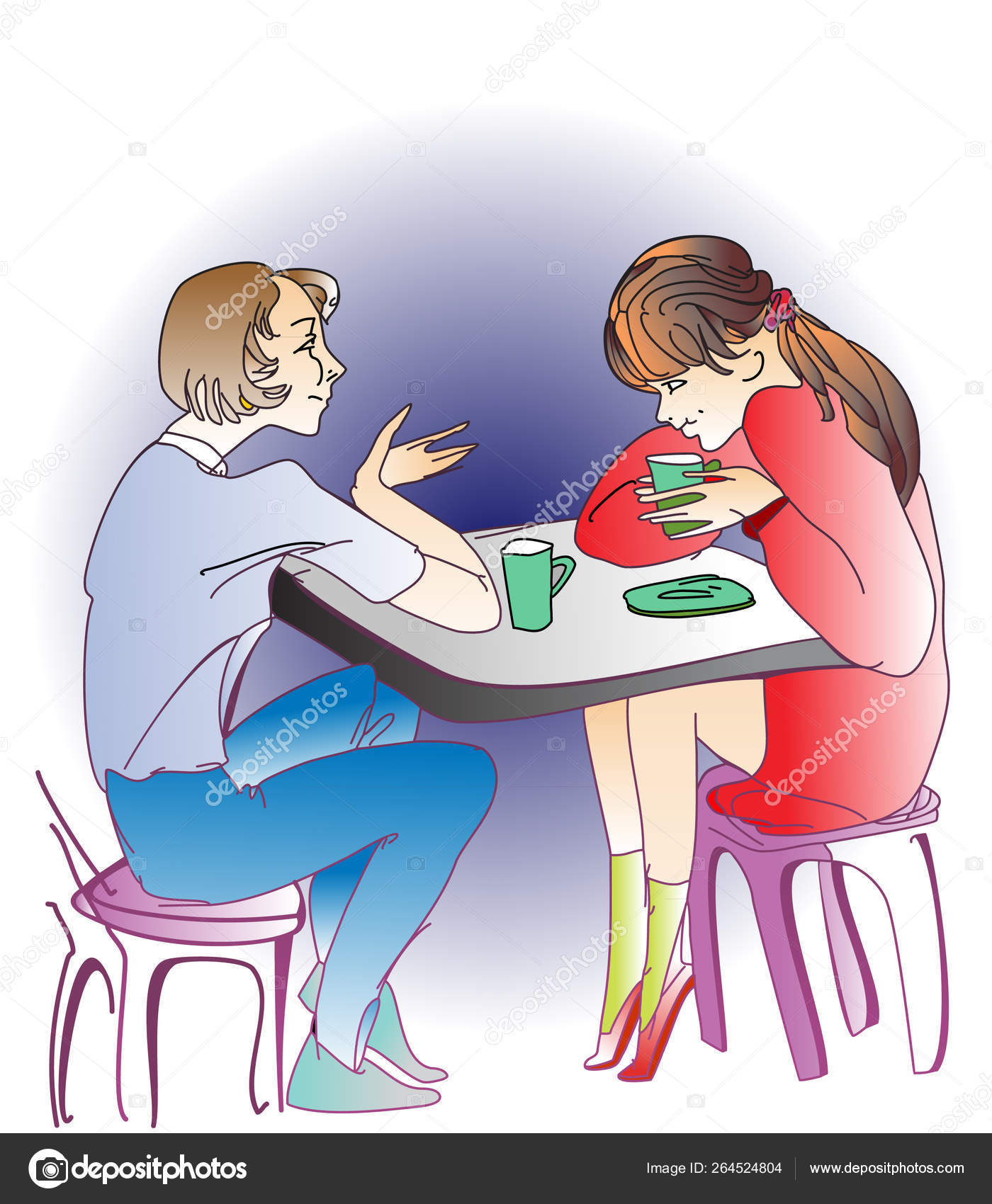 Two Friends Talking Cartoon