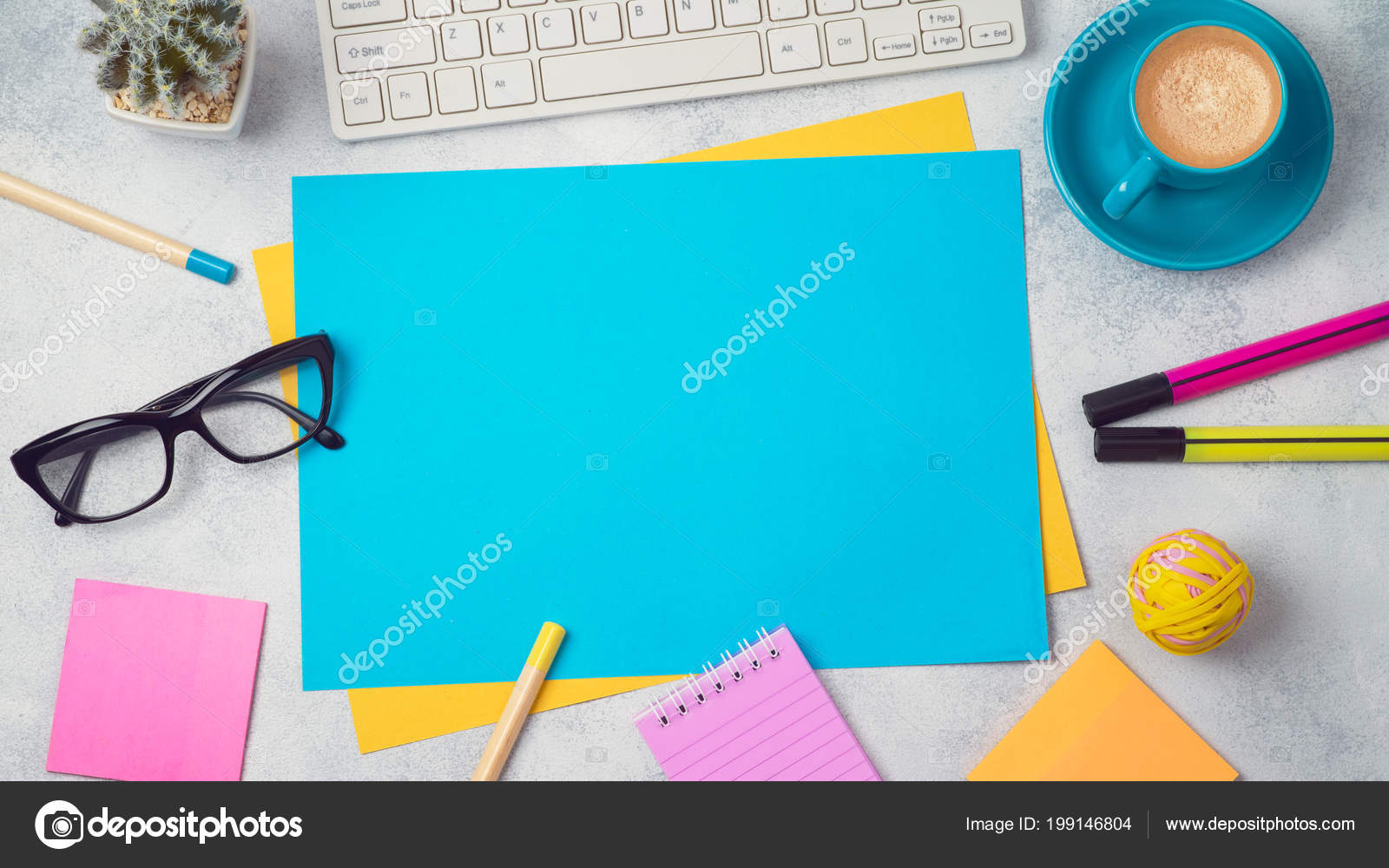Business Creative Work Table Concept Colorful Paper Background View ⬇ ...