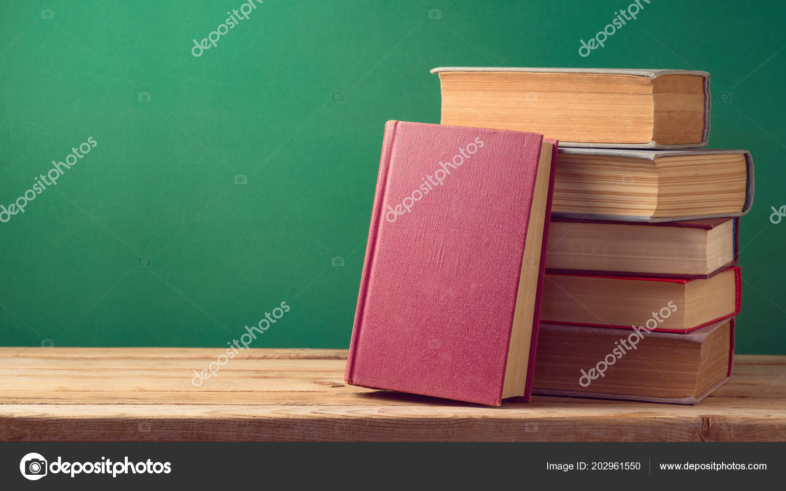 Book Cover Mock Back School Concept Stack Books Green Background Stock ...