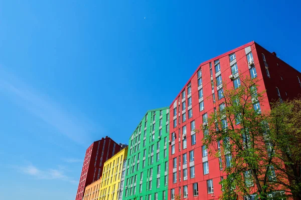 multi-colored facades of high-rise buildings - Stock Image - Everypixel