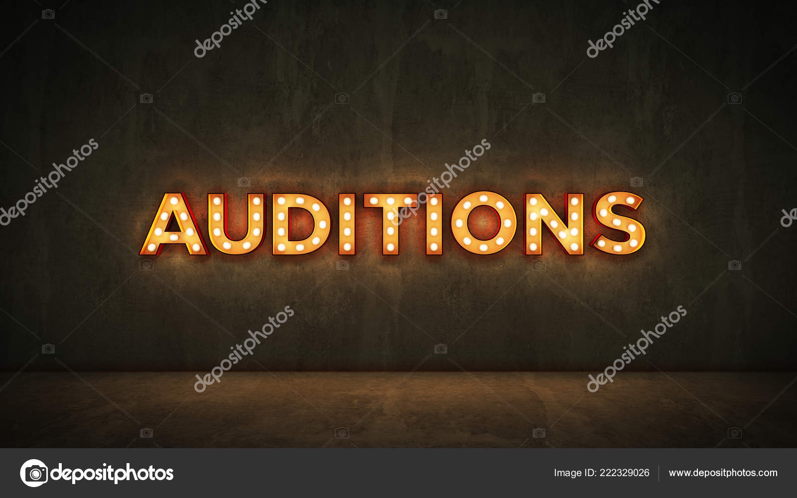 Neon Sign Brick Wall Background Auditions Rendering Stock Photo by ...