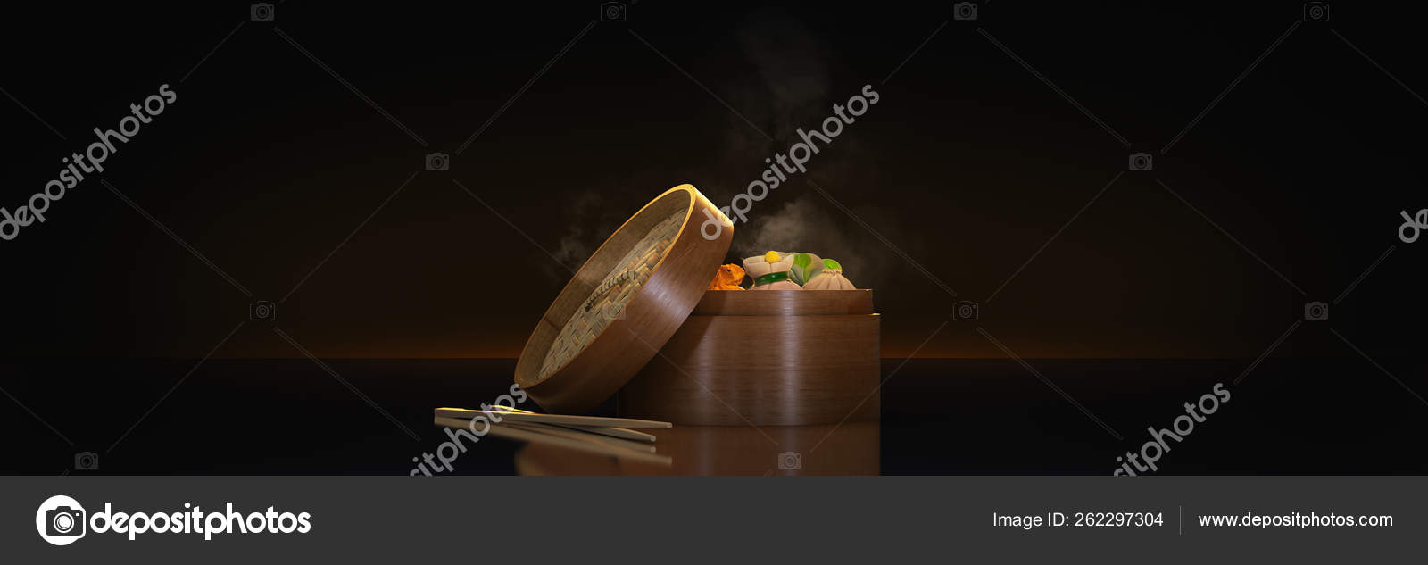 Variety Dim Sum Bamboo Steam Containers Rendering — Stock Photo ... Variety Dim Sum Bamboo Steam Containers Rendering — Stock Photo ...