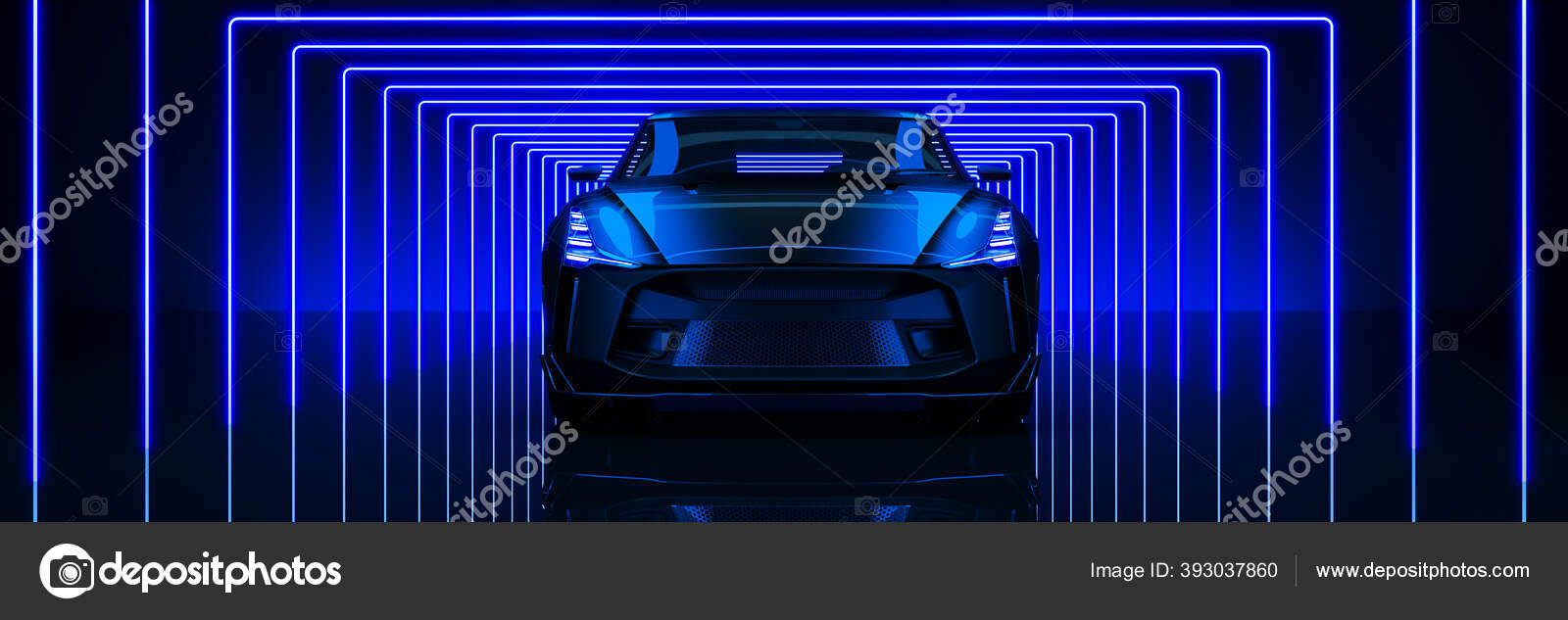 Sports Car Studio Setup Dark Background Rendering Stock Photo by ...