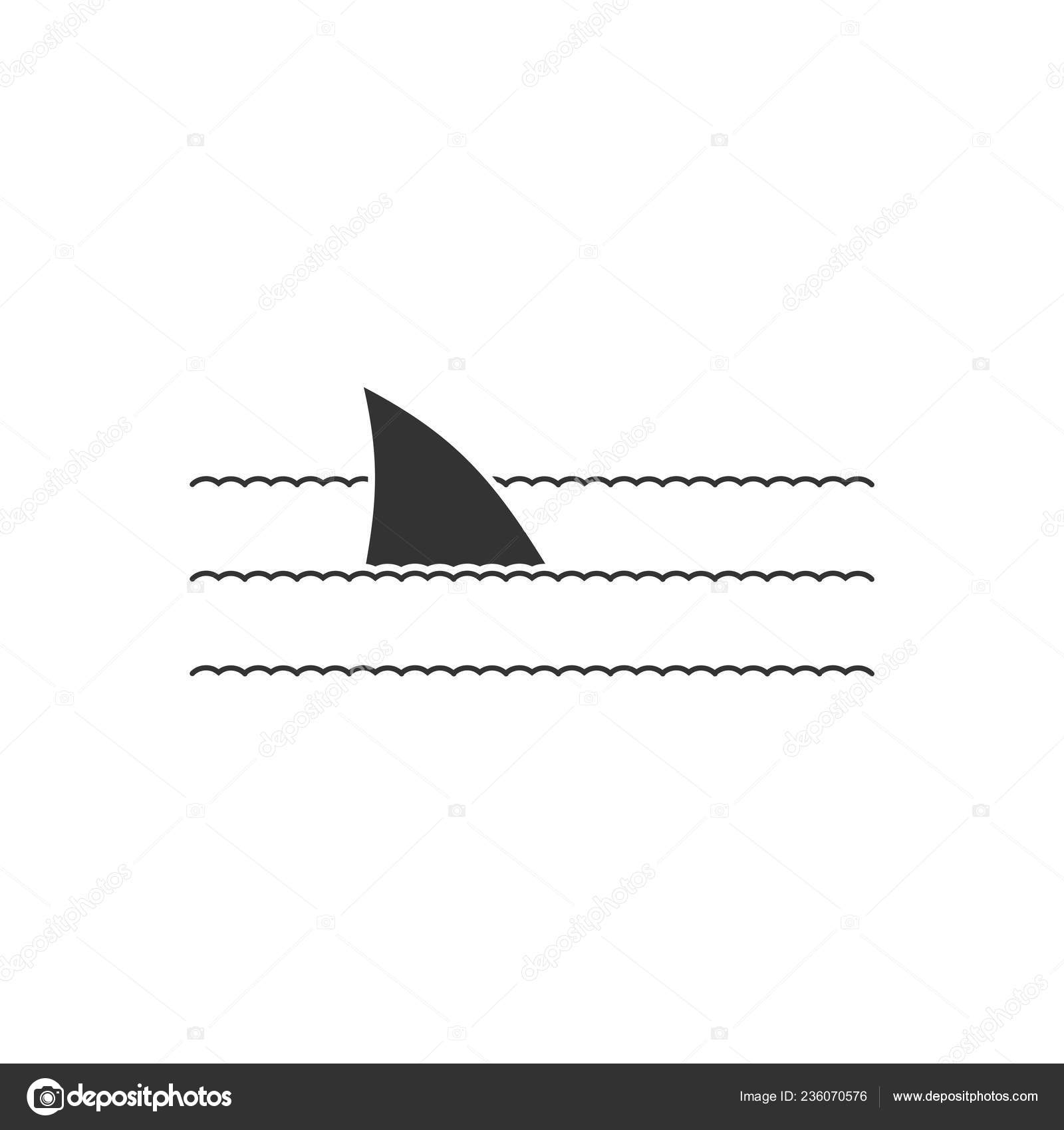 Shark Fin Black Icon Flat White Background — Stock Vector © tescha ...