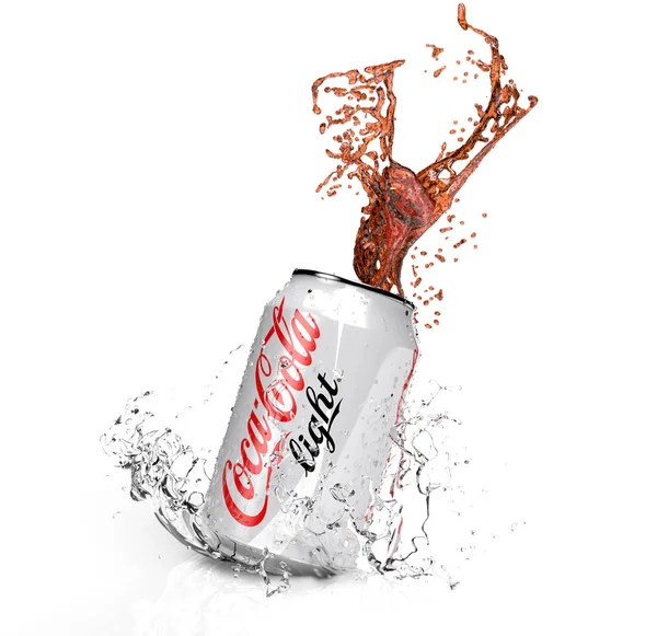 October 2019 Illustration Coca Cola Can Splash Isolated Black ...