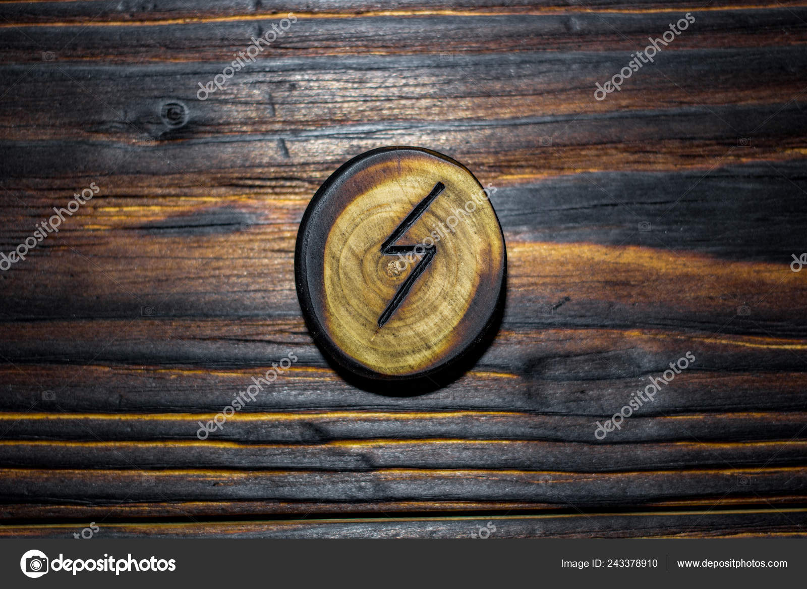 Rune Sowilo Sigel Sol Carved Wood Wooden Background Elder Futhark Stock ...