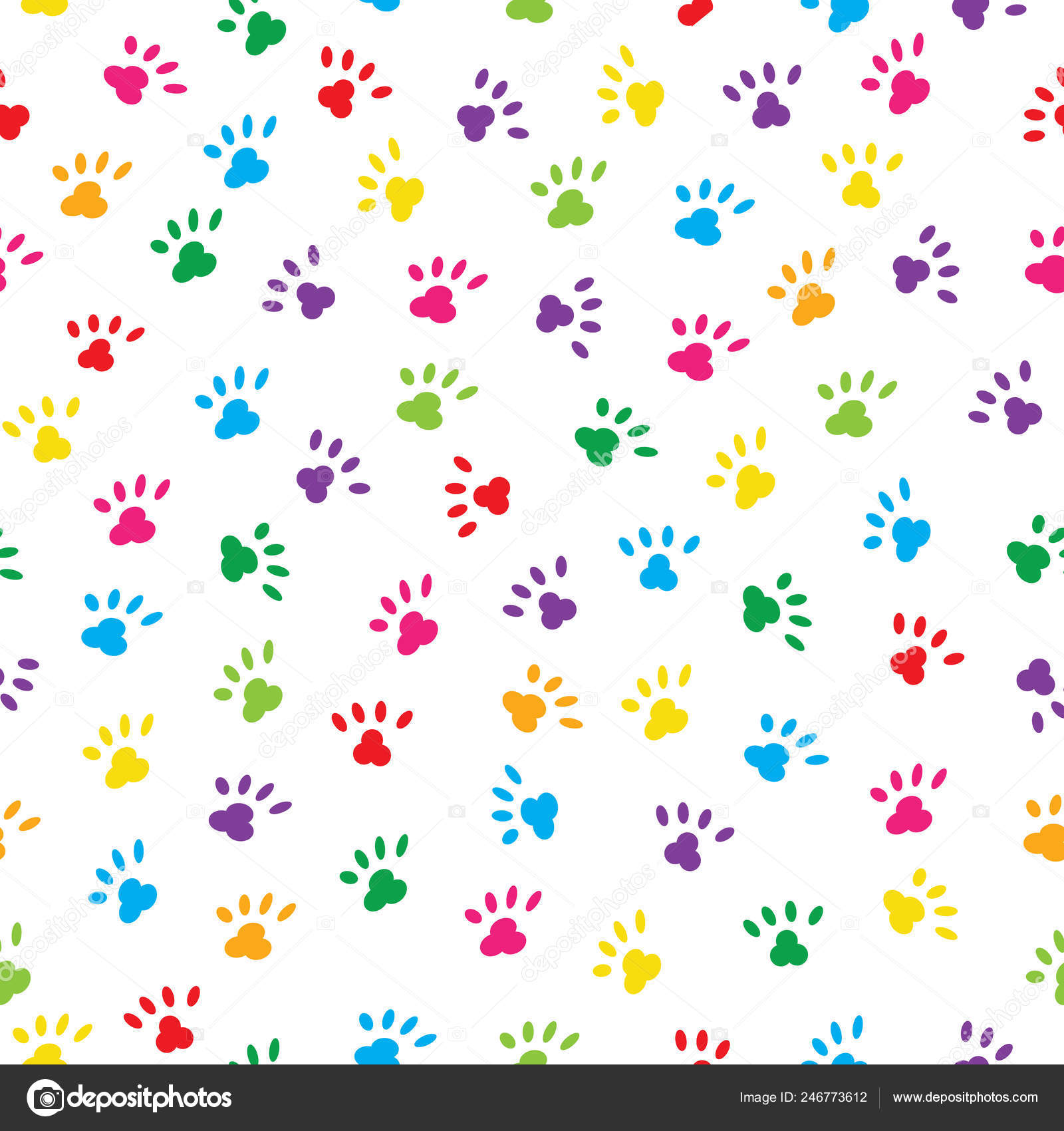 Cute cats paws in rainbow colours . Seamless pattern background. Stock ...