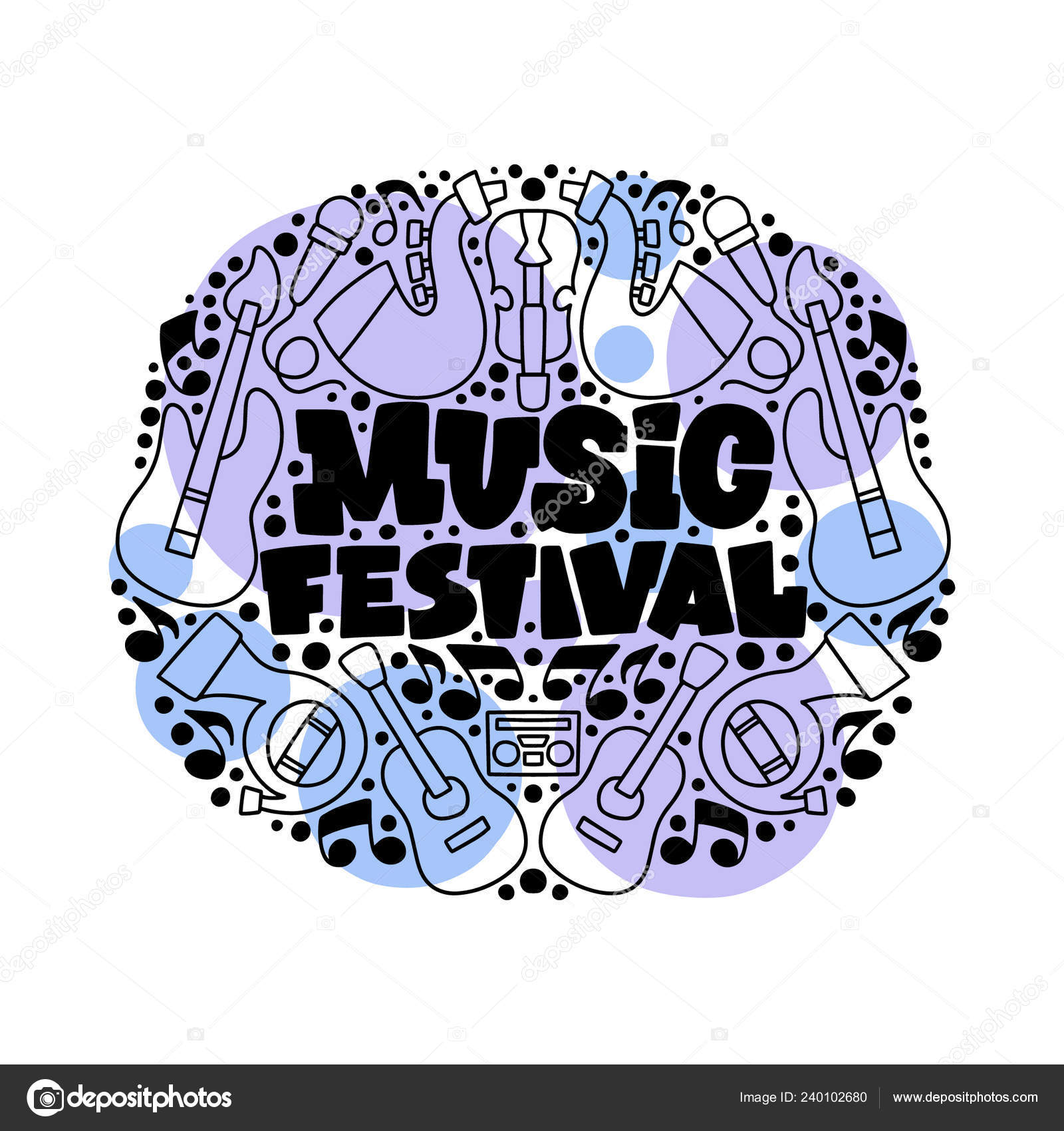 Handdrawn Vector Illustration Music Festival Lettering Illustrations ...
