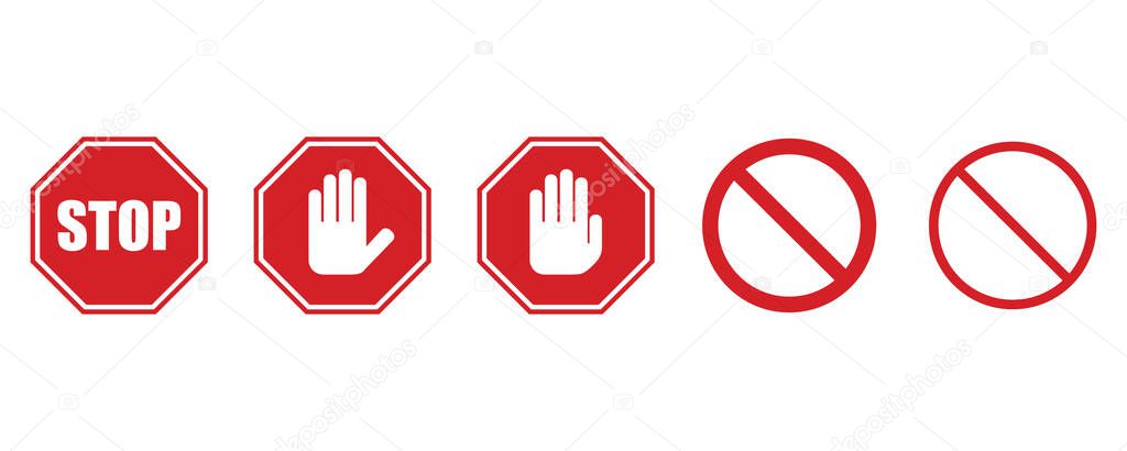 Recogida de señales de stop en rojo y blanco, señal de tráfico para ...