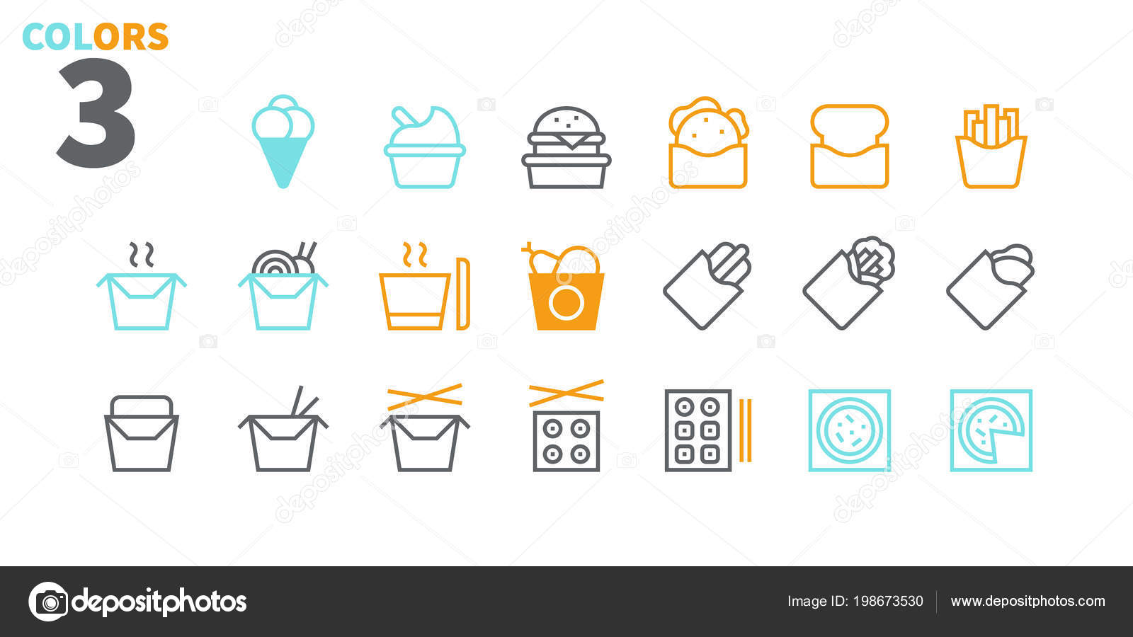 Set Take Out Food Line Icons White Background Stock Vector Image by ...