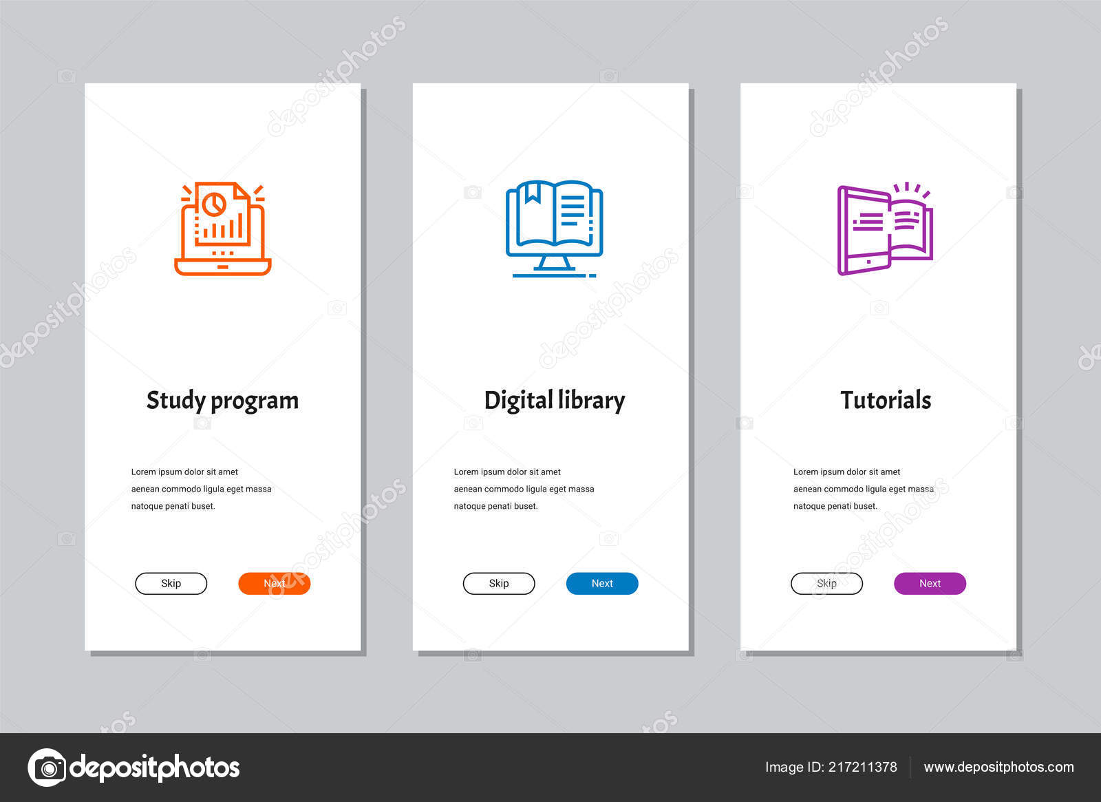 Study Program Digital Library Tutorials Onboarding Screens Strong Metaphors Stock Vector Image ...