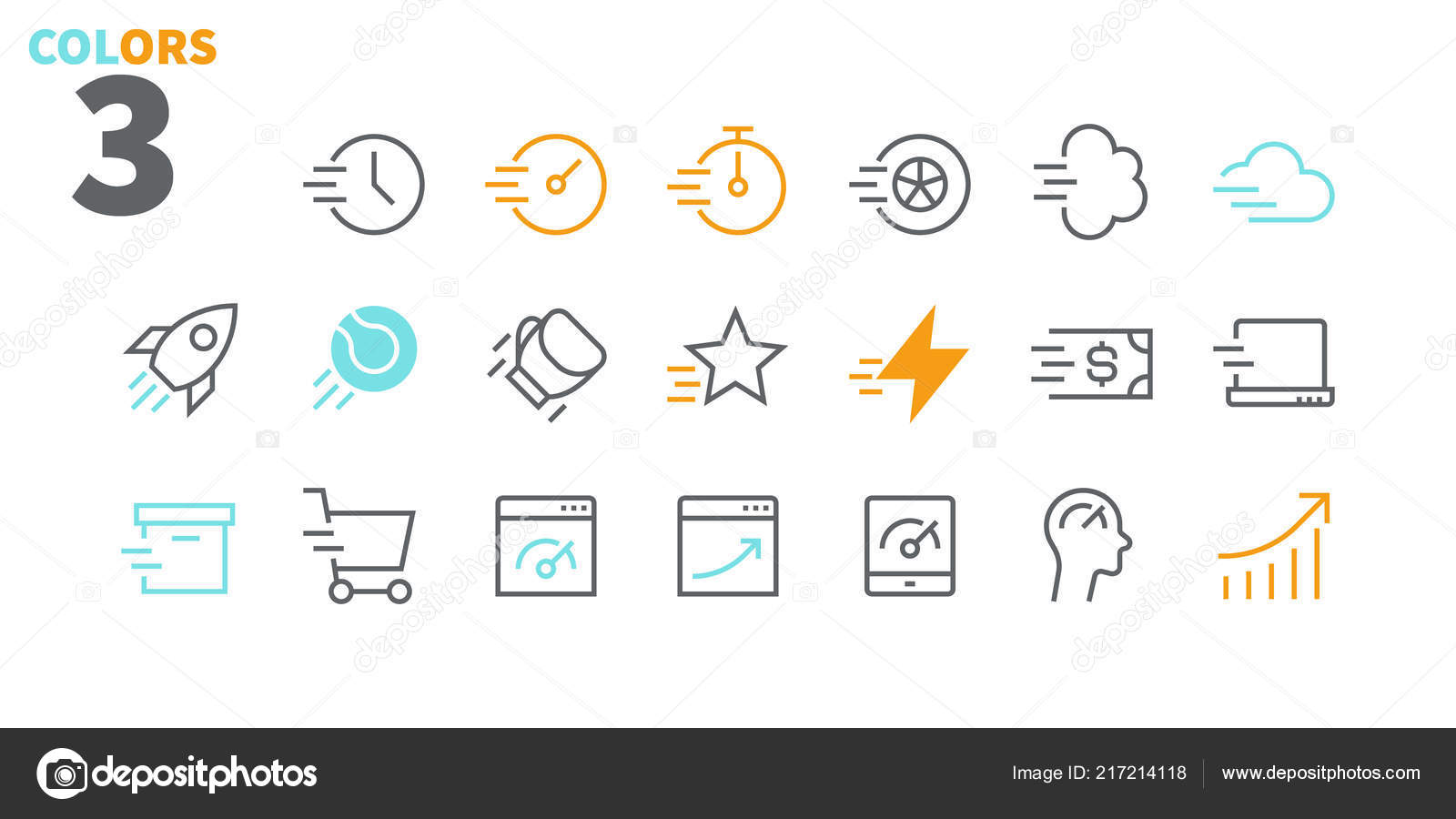 Speed Thin Line Icons Web Graphics Apps Editable Stroke Stock Vector ...