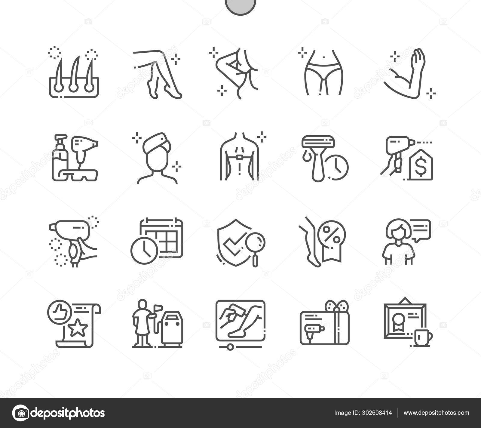 Laser hair removal Well-crafted Pixel Perfect Vector Thin Line Icons 30 ...