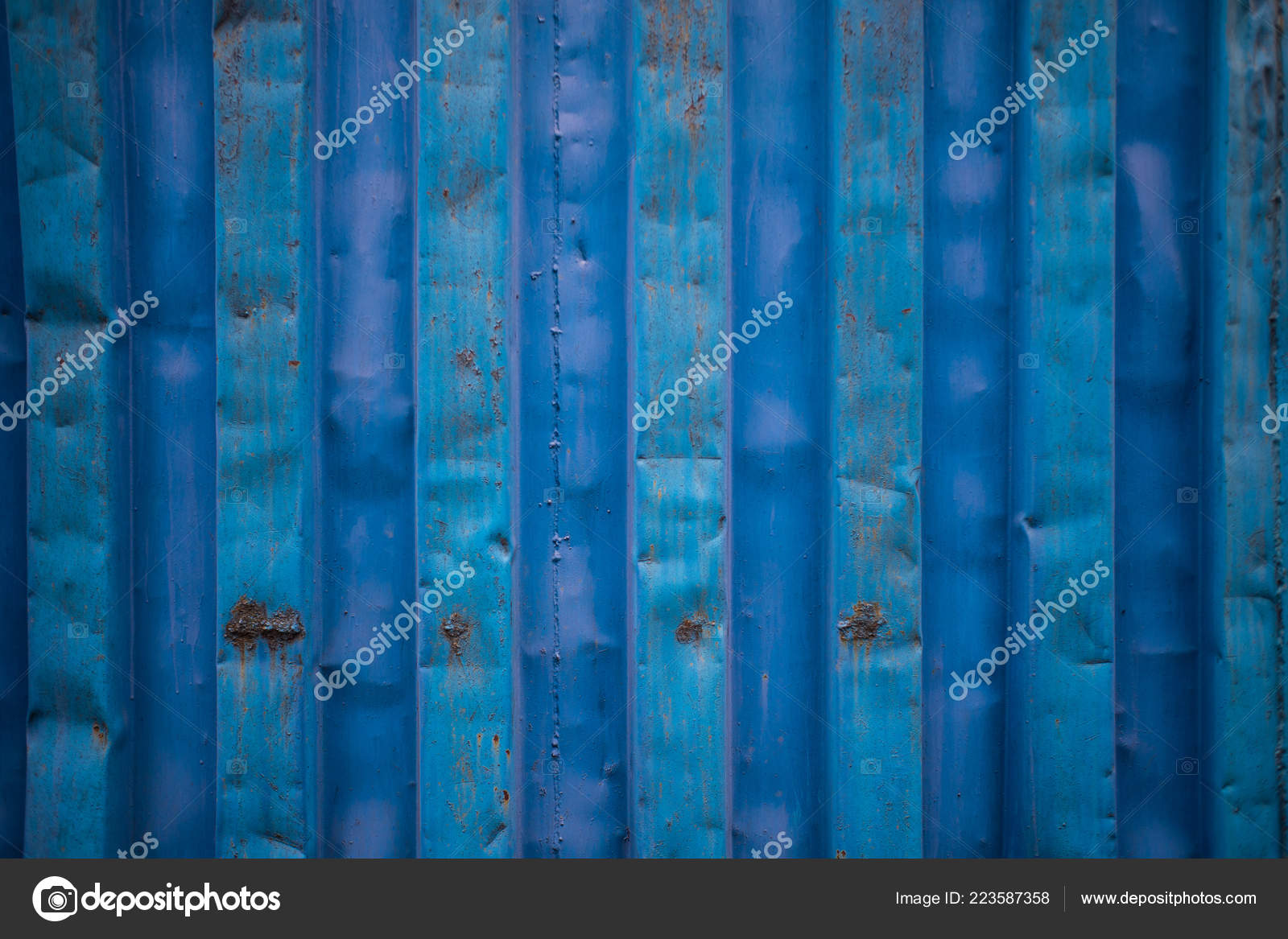 Blue Cargo Ship Container Texture Close Labels Stock Photo by ...