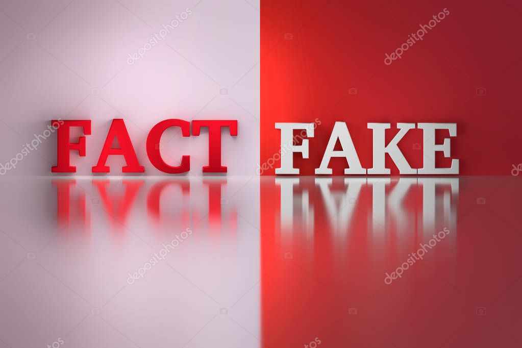Concepto de hechos y falsedad. Palabras Hecho y Falso en color rojo y ...