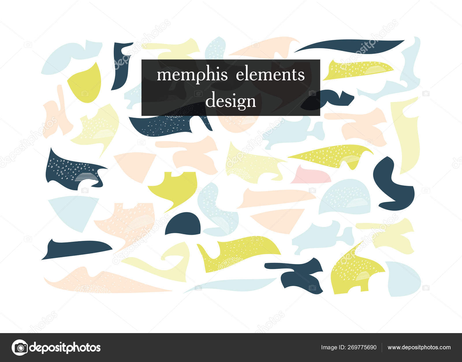 Set Memphis Elements Design Isolated White Backgrounds Vector Patterns ...