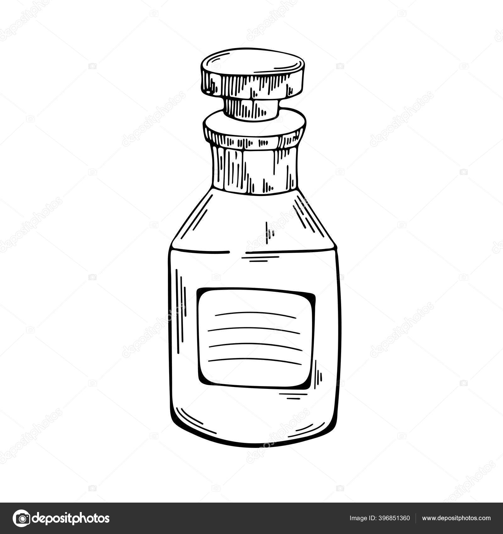 Vector Element White Background Illustration Bottle Potion Black White ...