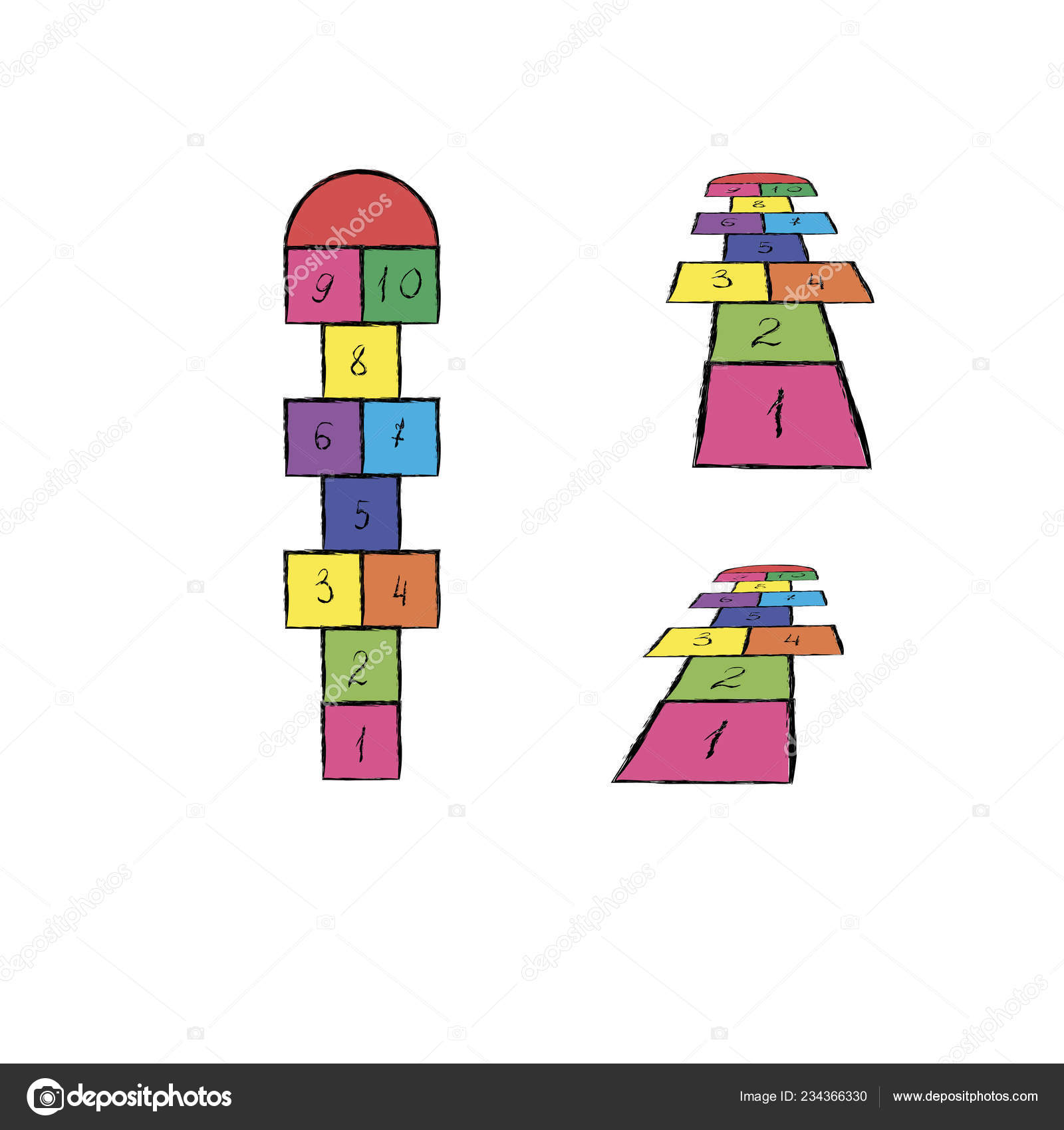 Bright hopscotch template. Vector illustration. hopscotch on the ...
