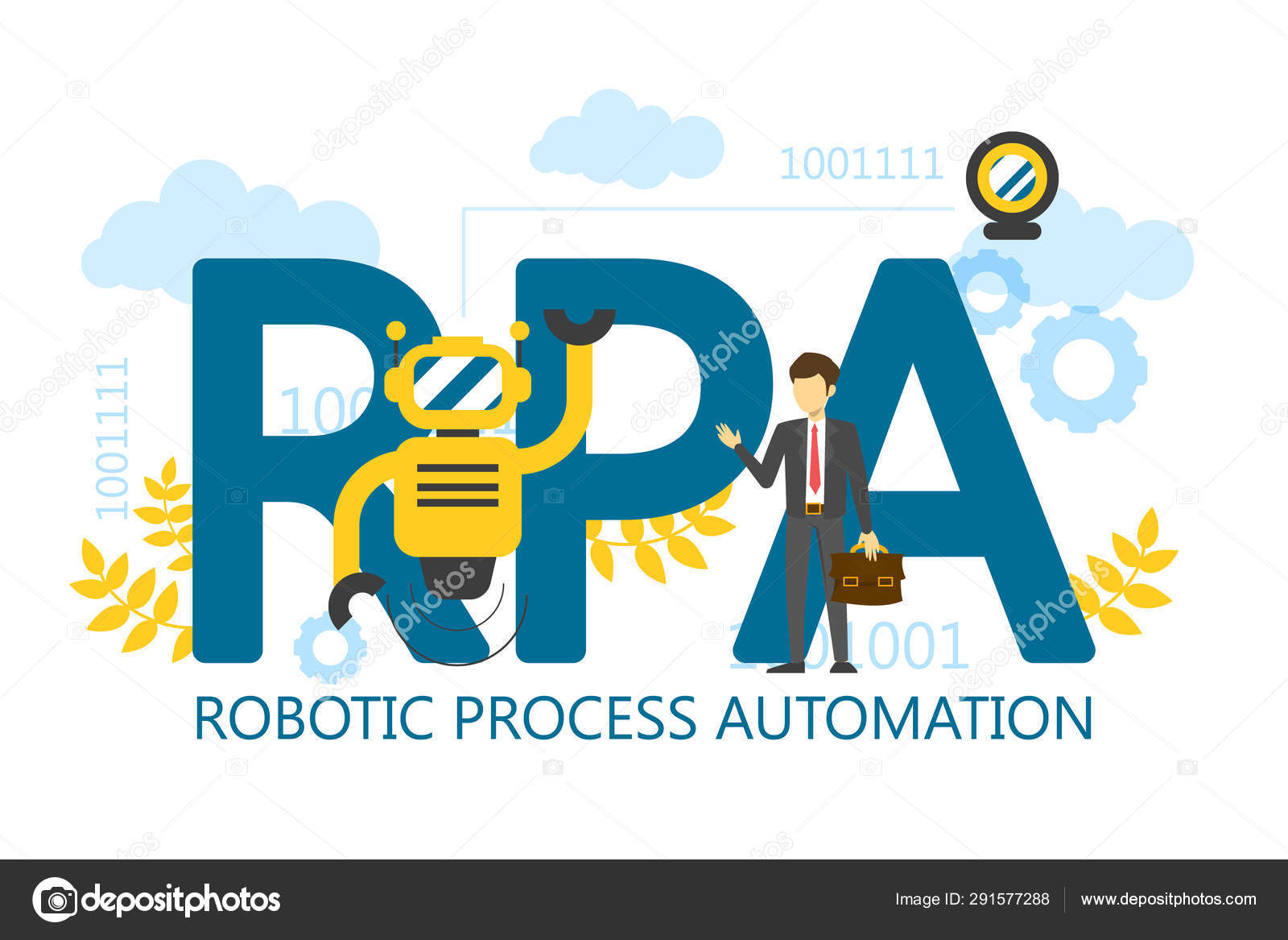 RPA robotic process automation vector isolated illustration Stock ...