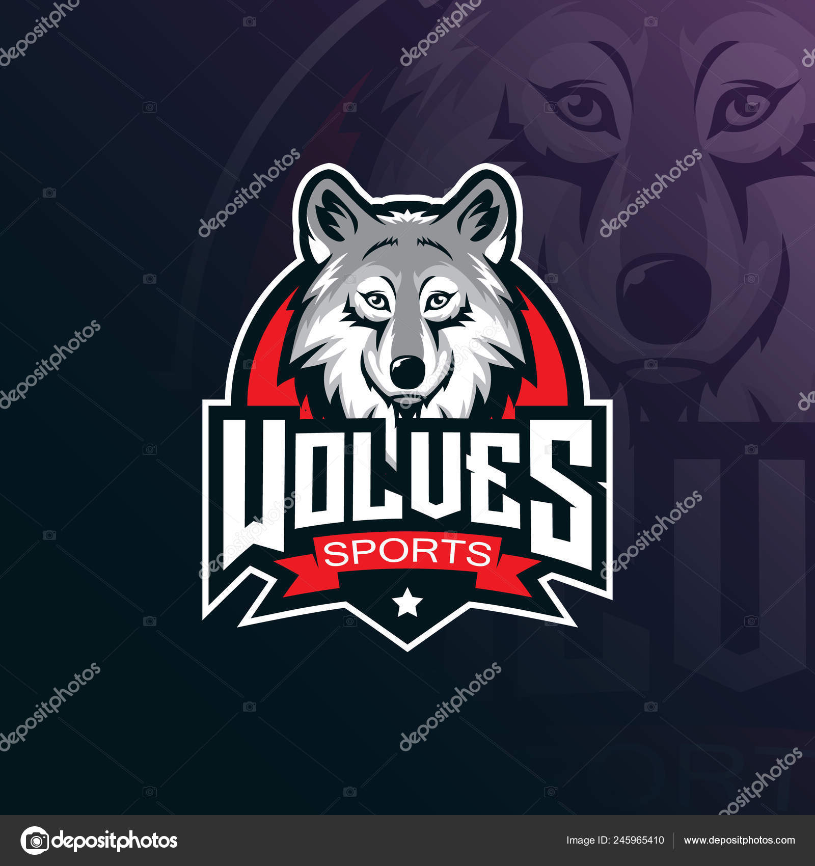 Serigala Logo Serigala Marah Maskot Logo Vektor Ilustrasi Desain