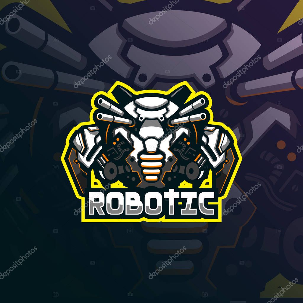 vector de diseño del logotipo de la mascota robótica con un moderno ...