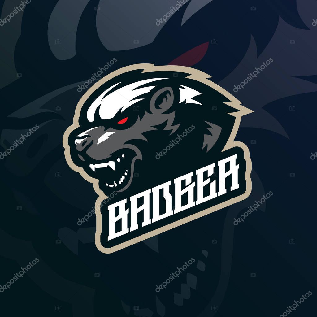 Vector de diseño de logotipo de mascota de tejón con un moderno estilo ...