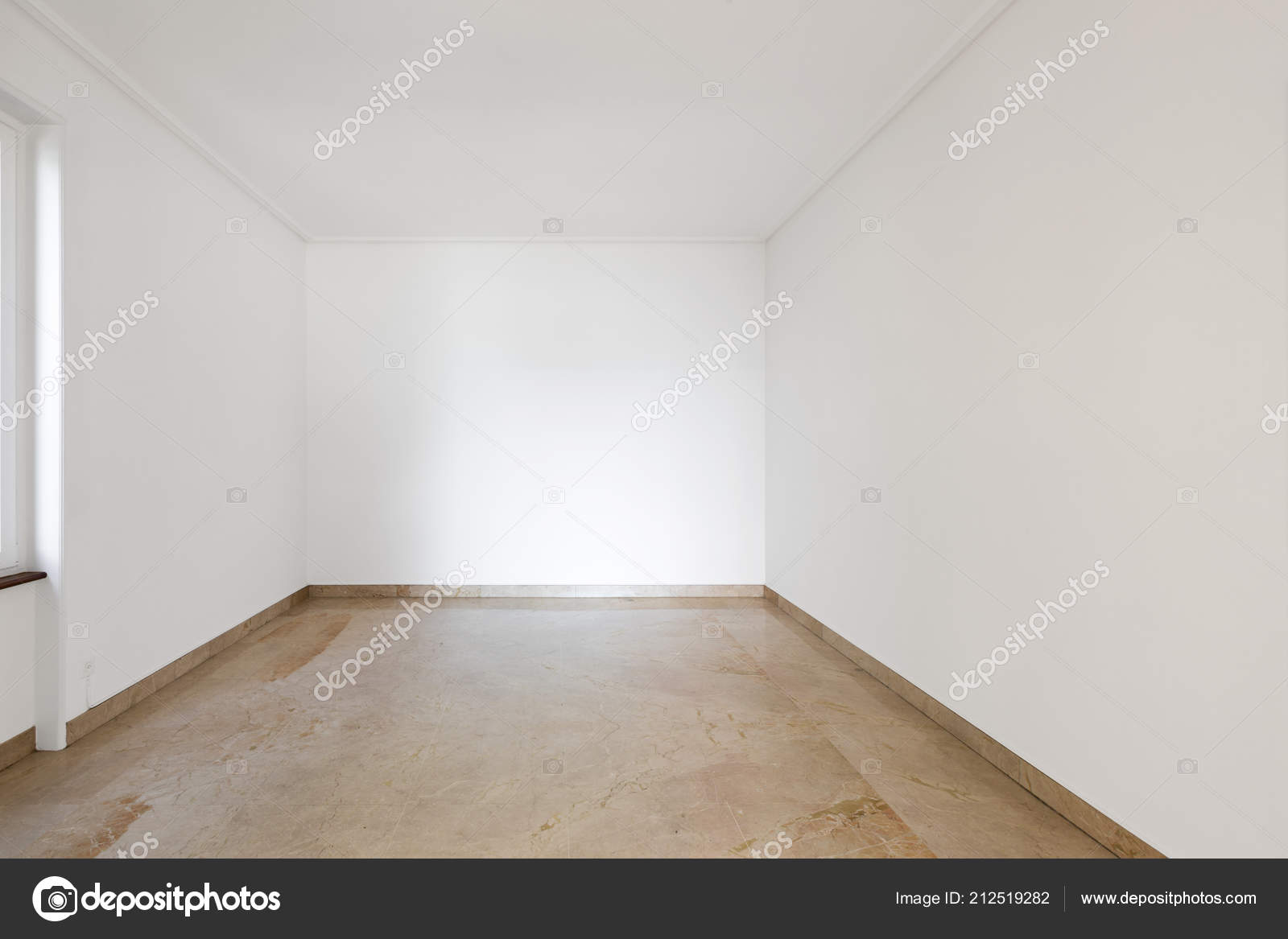 Empty White Room Marble Floors Nobody — Stock Photo © Zveiger #212519282